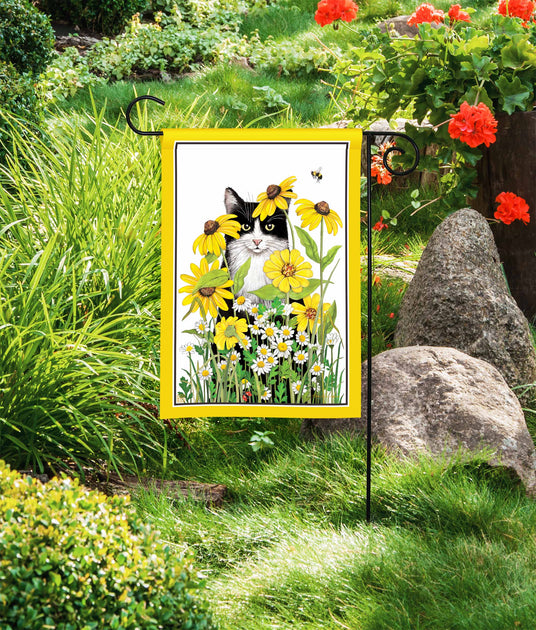 Garden Flower Cat Garden Flag – Cattail Cottage