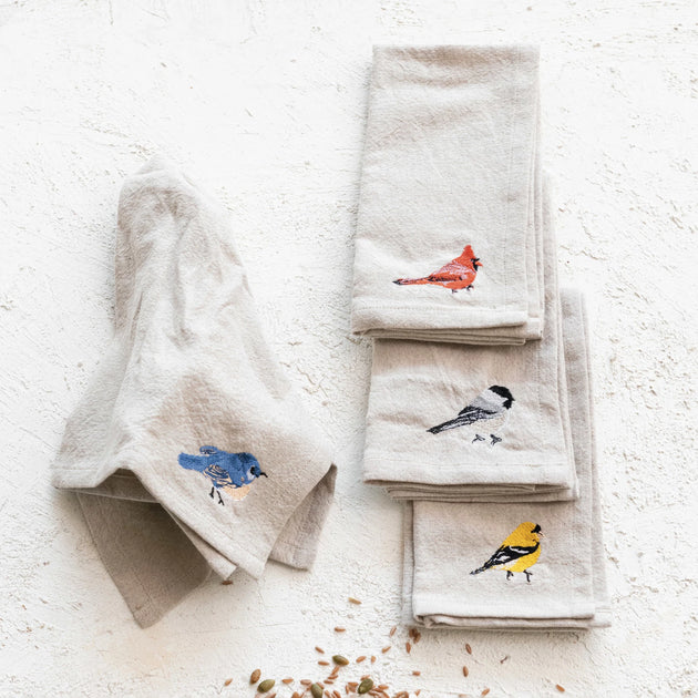 Embroidered Birds Napkin Set – Cattail Cottage