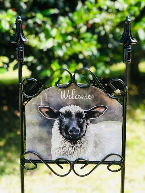 Black Faced Sheep Welcome Garden Sign – Cattail Cottage
