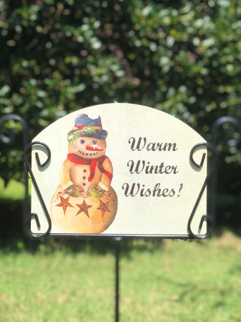 Coal Cracker Snowman Garden Sign – Cattail Cottage